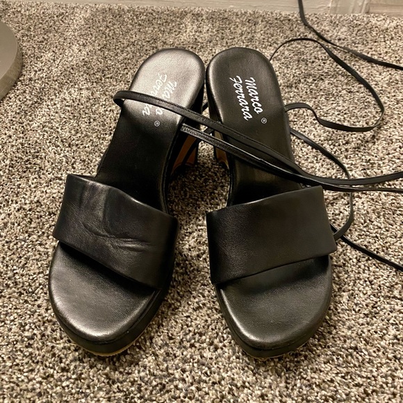 Marco Ferrara | Shoes | Marco Ferrara Lace Open Toe Wedge Sandals ...